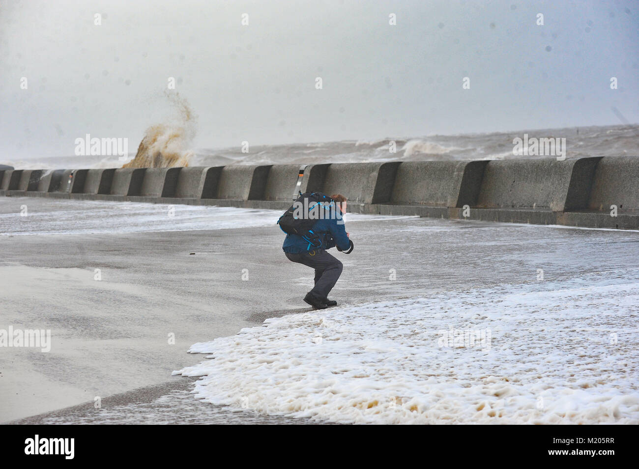 Storm Eleanor hits New Brighton, Merseyside this afternoon. Parts of ...