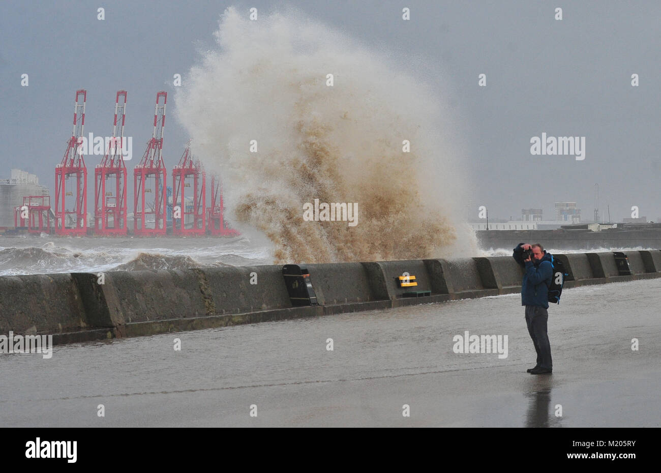 Storm Eleanor hits New Brighton, Merseyside this afternoon. Parts of ...