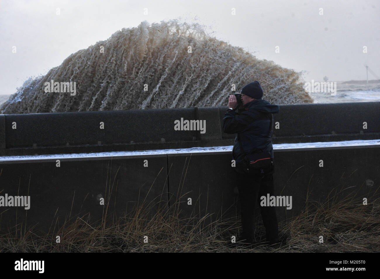 Storm Eleanor hits New Brighton, Merseyside this afternoon. Parts of ...
