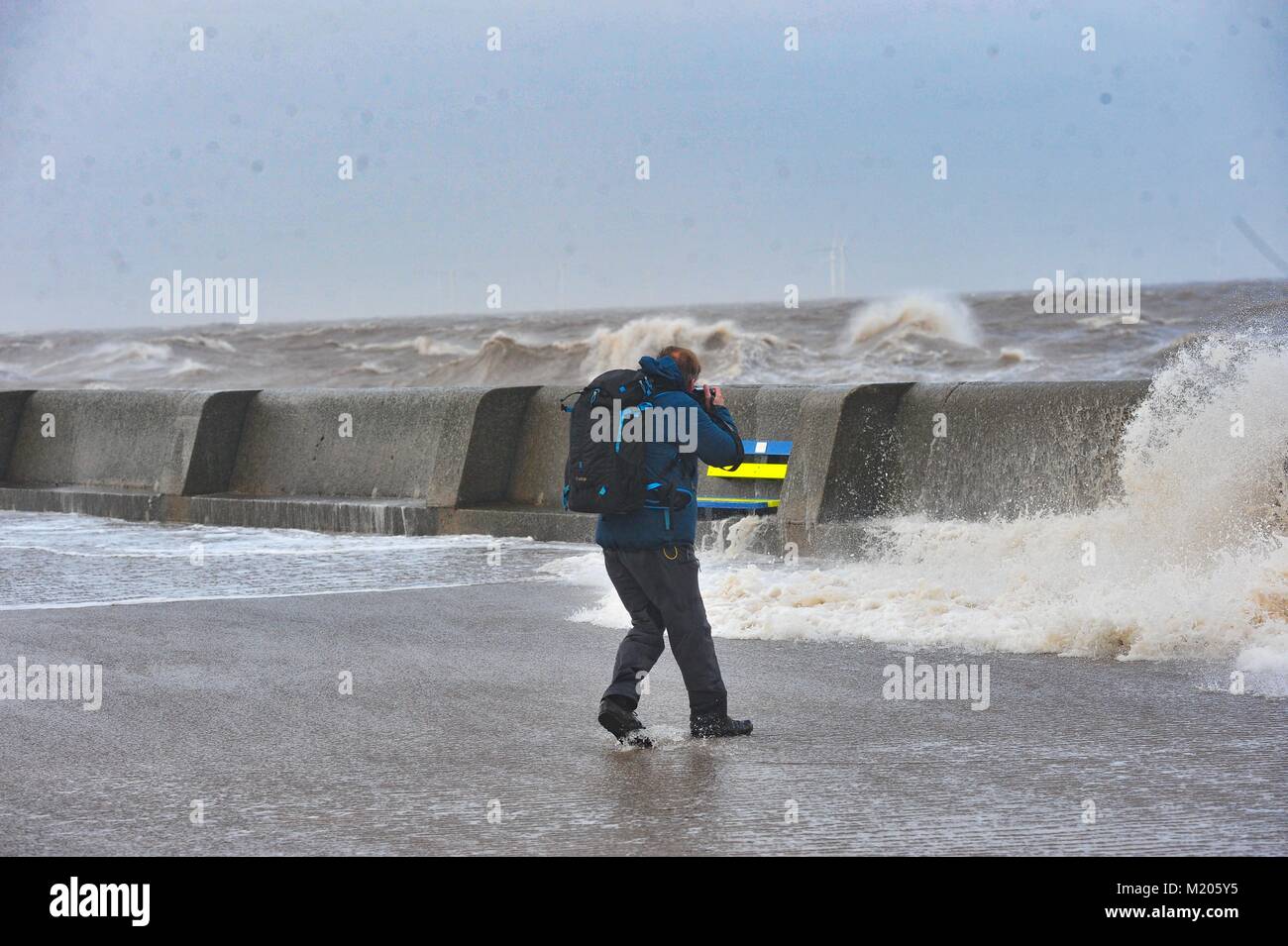 Storm Eleanor hits New Brighton, Merseyside this afternoon. Parts of ...