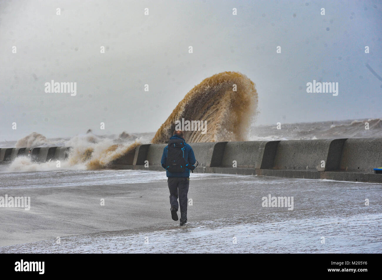 Storm Eleanor hits New Brighton, Merseyside this afternoon. Parts of ...
