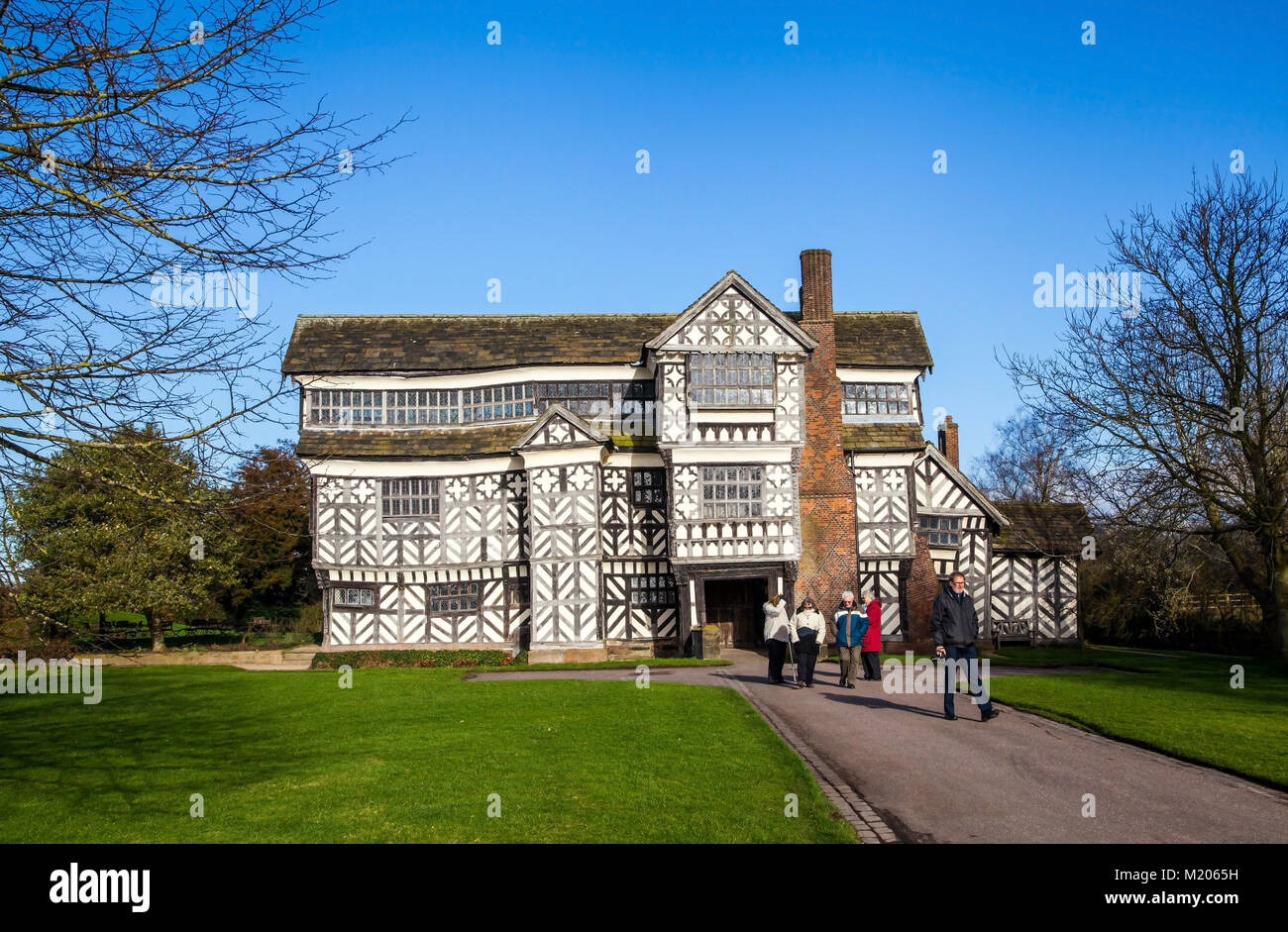 Little Moreton Hall, black and white half timbered Tudor manor house ...