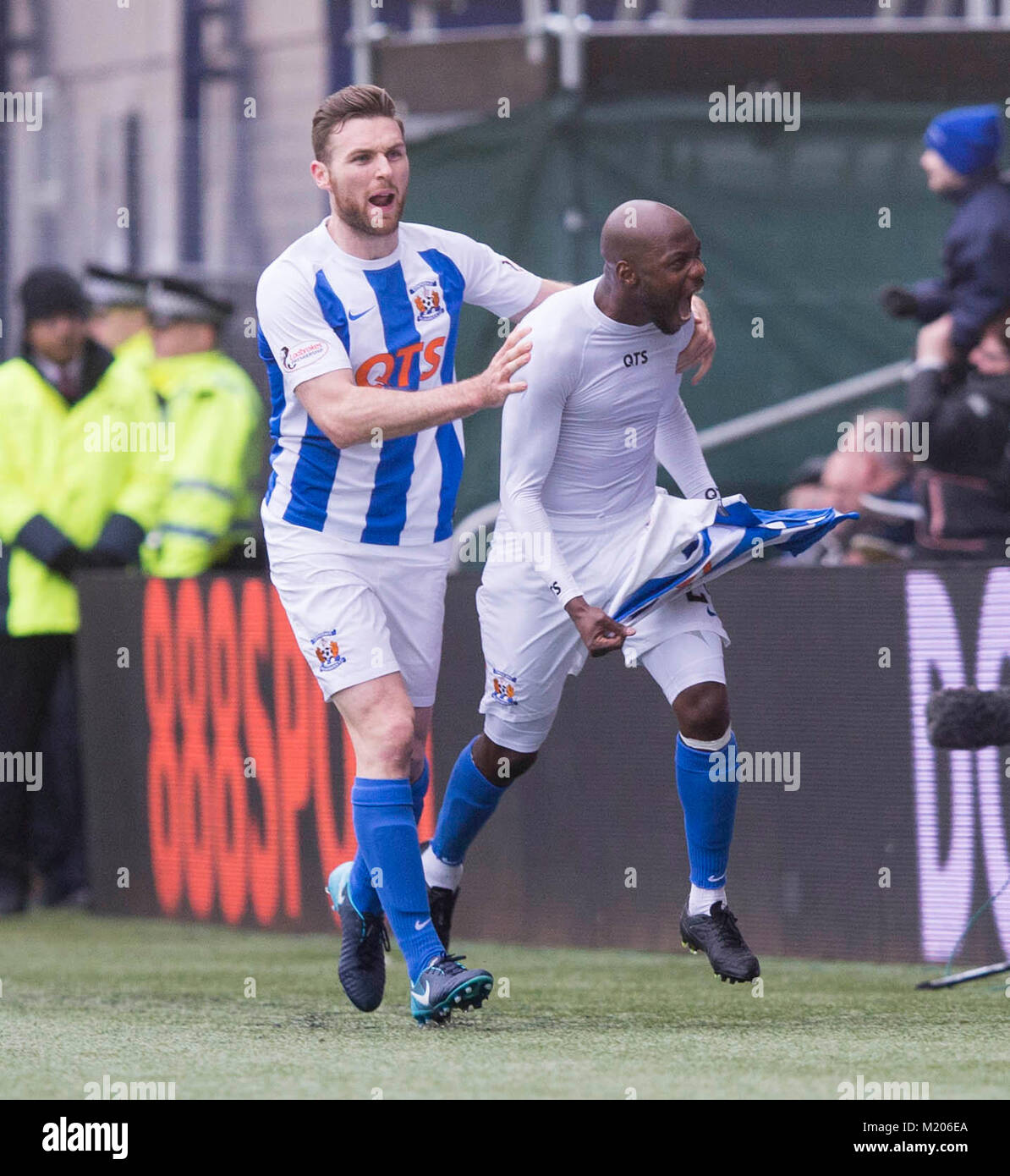 Kilmarnock’s Youssouf Mulumbu (right) celebrates scoring his side's ...
