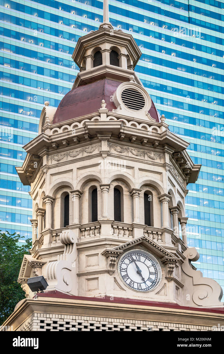 Historic Clock Tower at James Short Park, office tower behind, downtown ...
