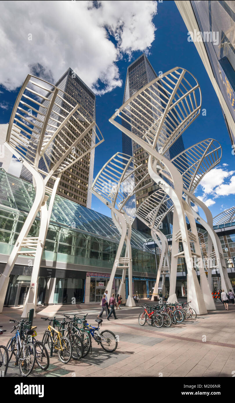 'Trees' sculpture on Stephen Avenue, pedestrian mall in downtown ...