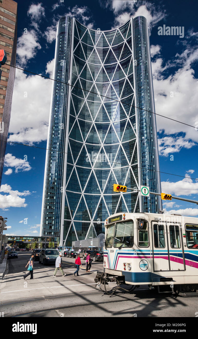 The Bow, Calgary tallest office tower, Light Rapid Transit train, also ...