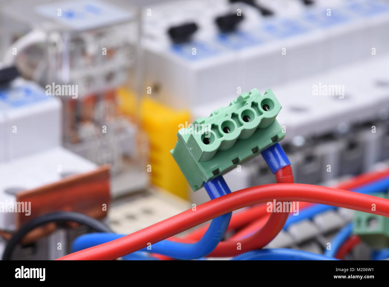 Electric cable and equipment in electrical cabinet Stock Photo - Alamy