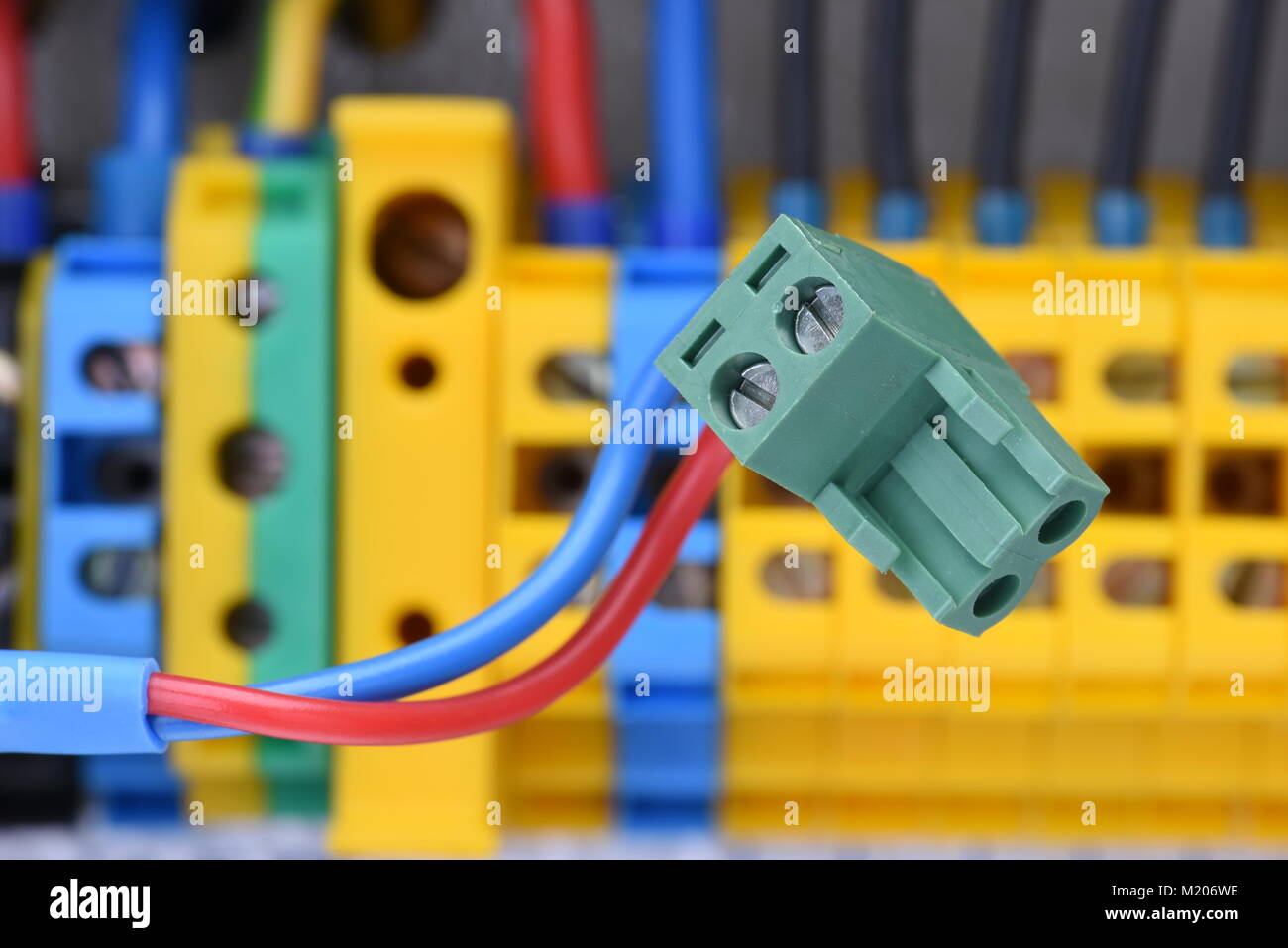 Electric cable and equipment in electrical cabinet Stock Photo - Alamy