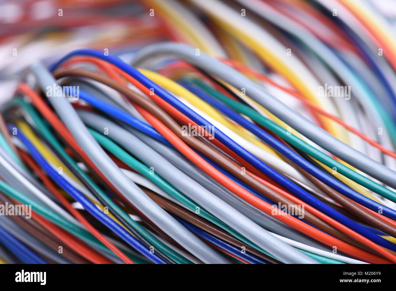 Colorful electric computer cable closeup with selective focus Stock ...