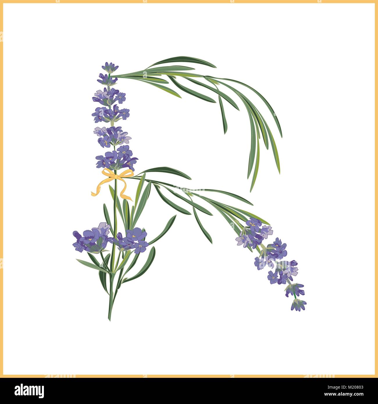 Letter R monogram. Retro sign alphabet with lavender flower initial ...