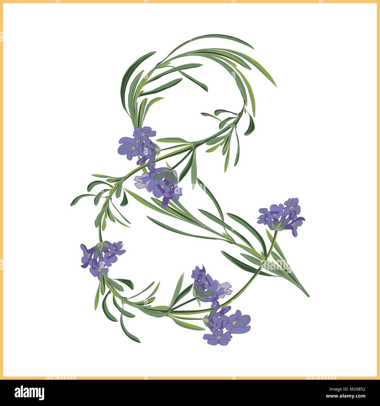 Letter ampersand monogram. Retro sign alphabet with lavender flower ...