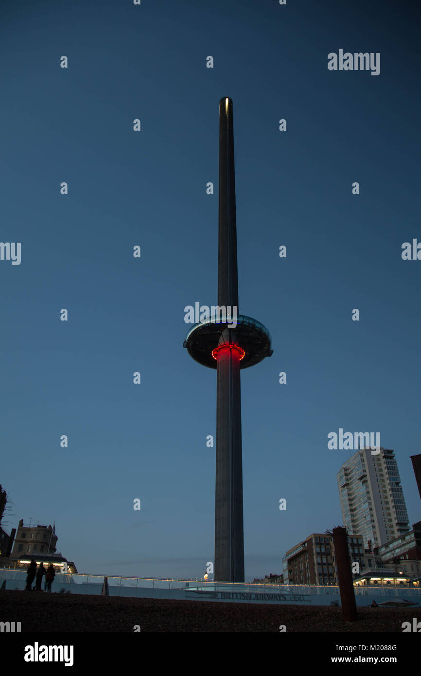 Brighton beach sunset and i360 Stock Photo - Alamy