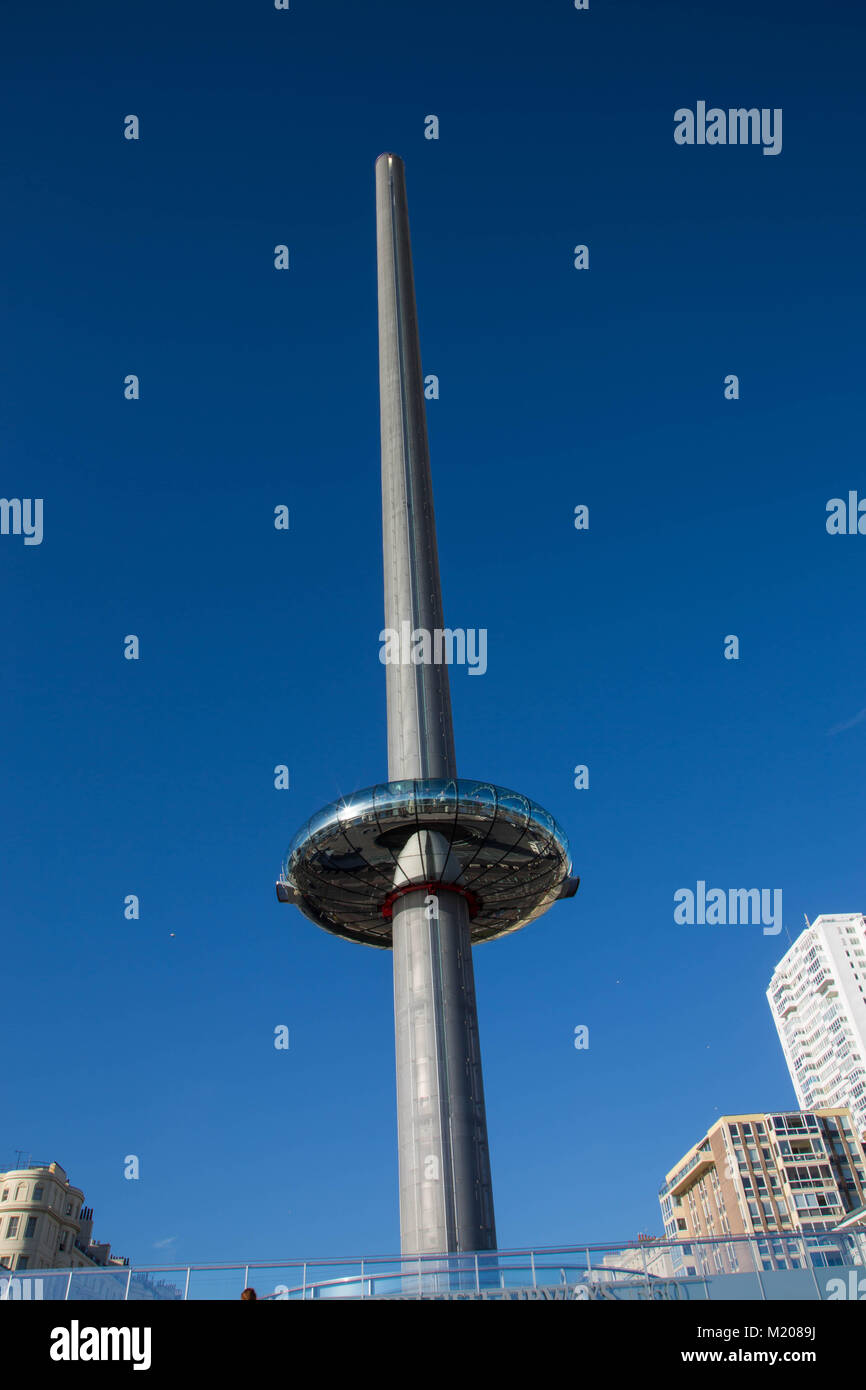 Brighton beach sunset and i360 Stock Photo - Alamy