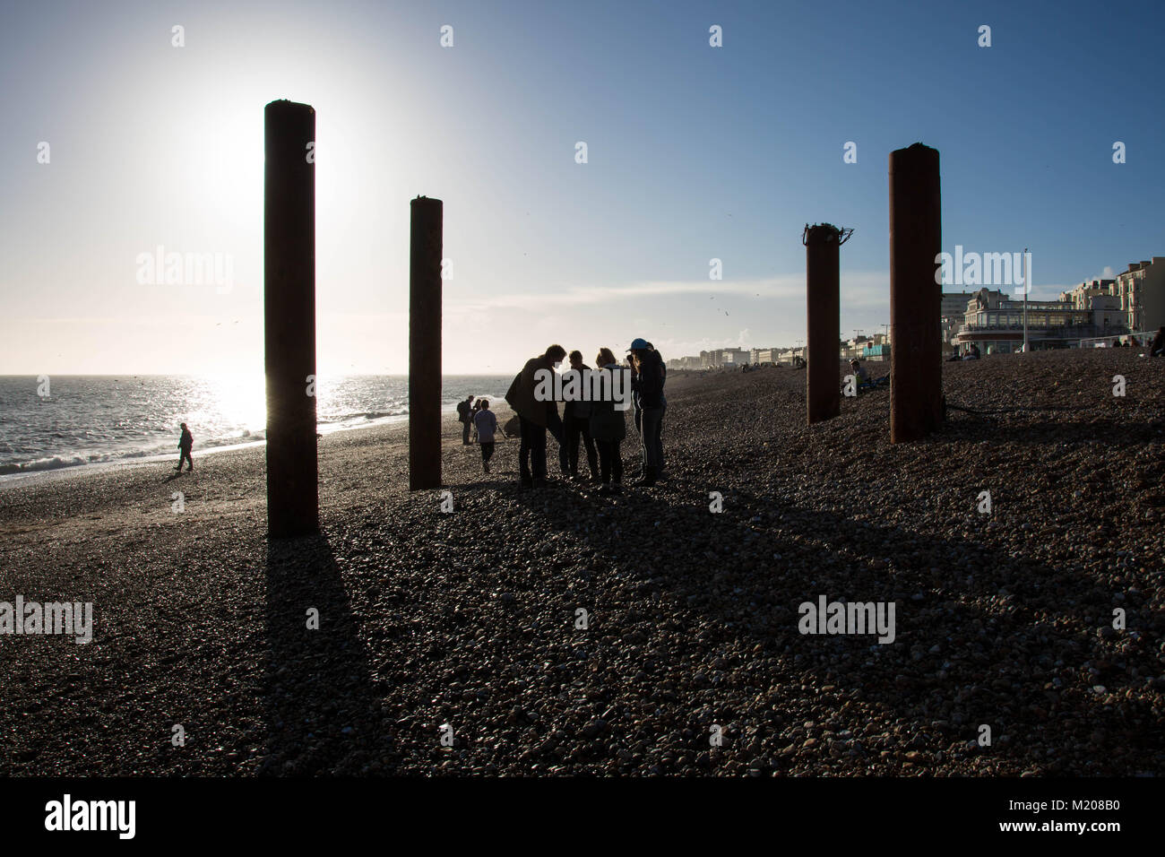 Brighton beach sunset and i360 Stock Photo - Alamy
