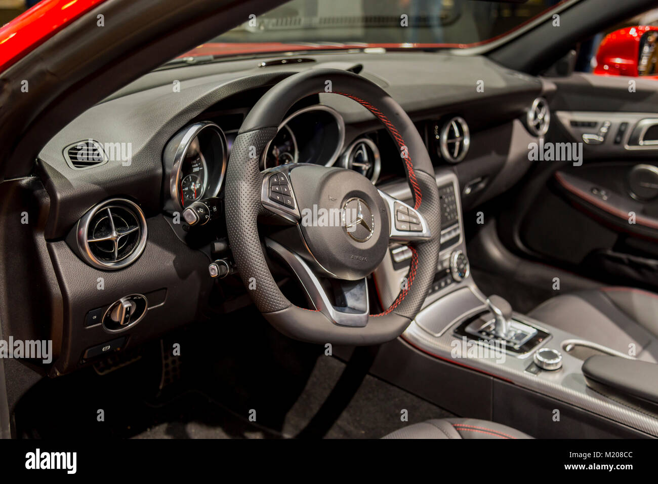 Istanbul, Turkey - April 21, 2017: Closeup detail view from Mercedes ...