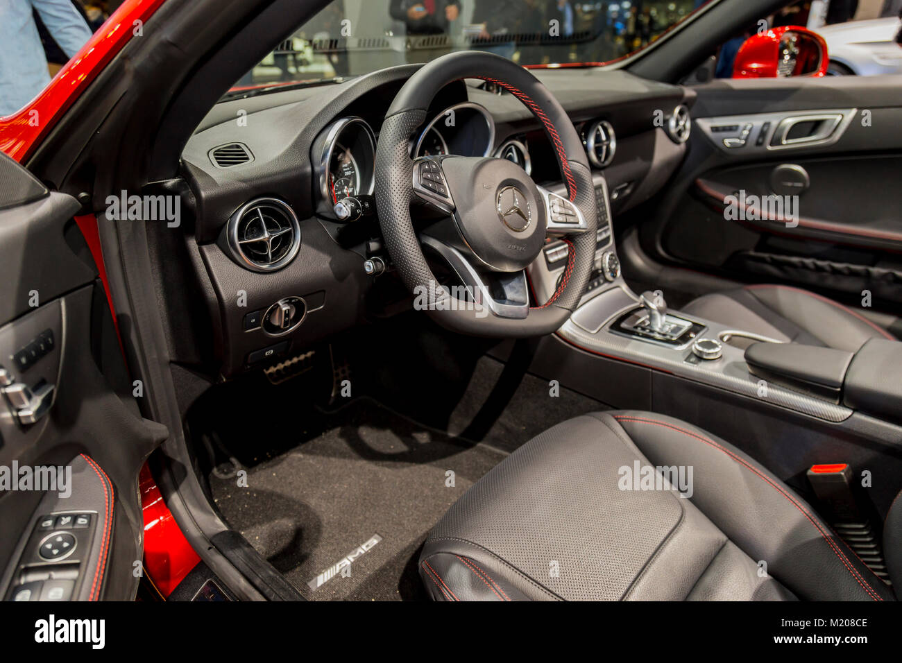 Istanbul, Turkey - April 21, 2017: Closeup detail view from Mercedes ...