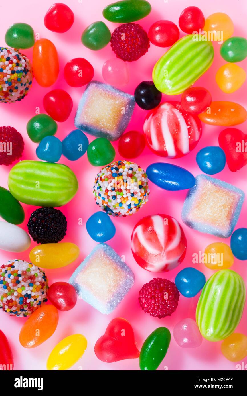Brightly coloured sweets, studio shot Stock Photo - Alamy