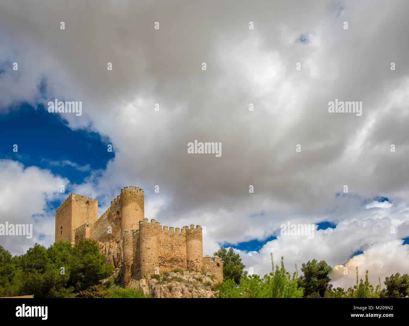 Medieval fortress of Almansa castle, Castilla la Mancha in Spain Stock ...
