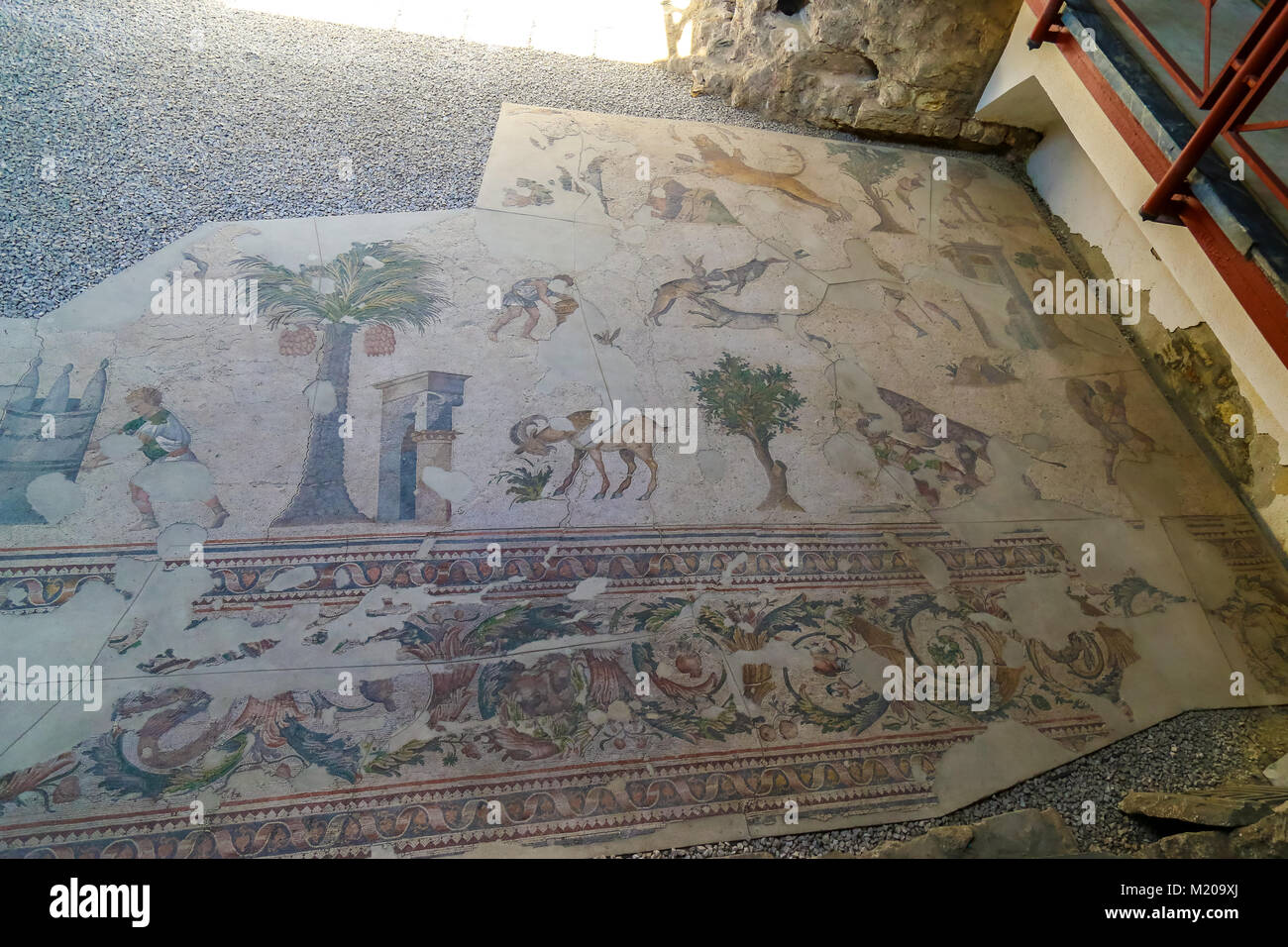 Istanbul, Turkey - May 11, 2016: Ancient mosaic revealed from the ...