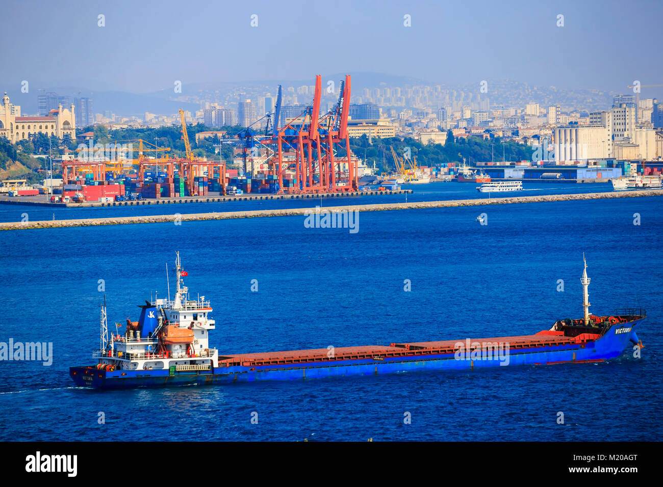Istanbul, Turkey - July, 30 2016: Cargo freight ship passing through to ...