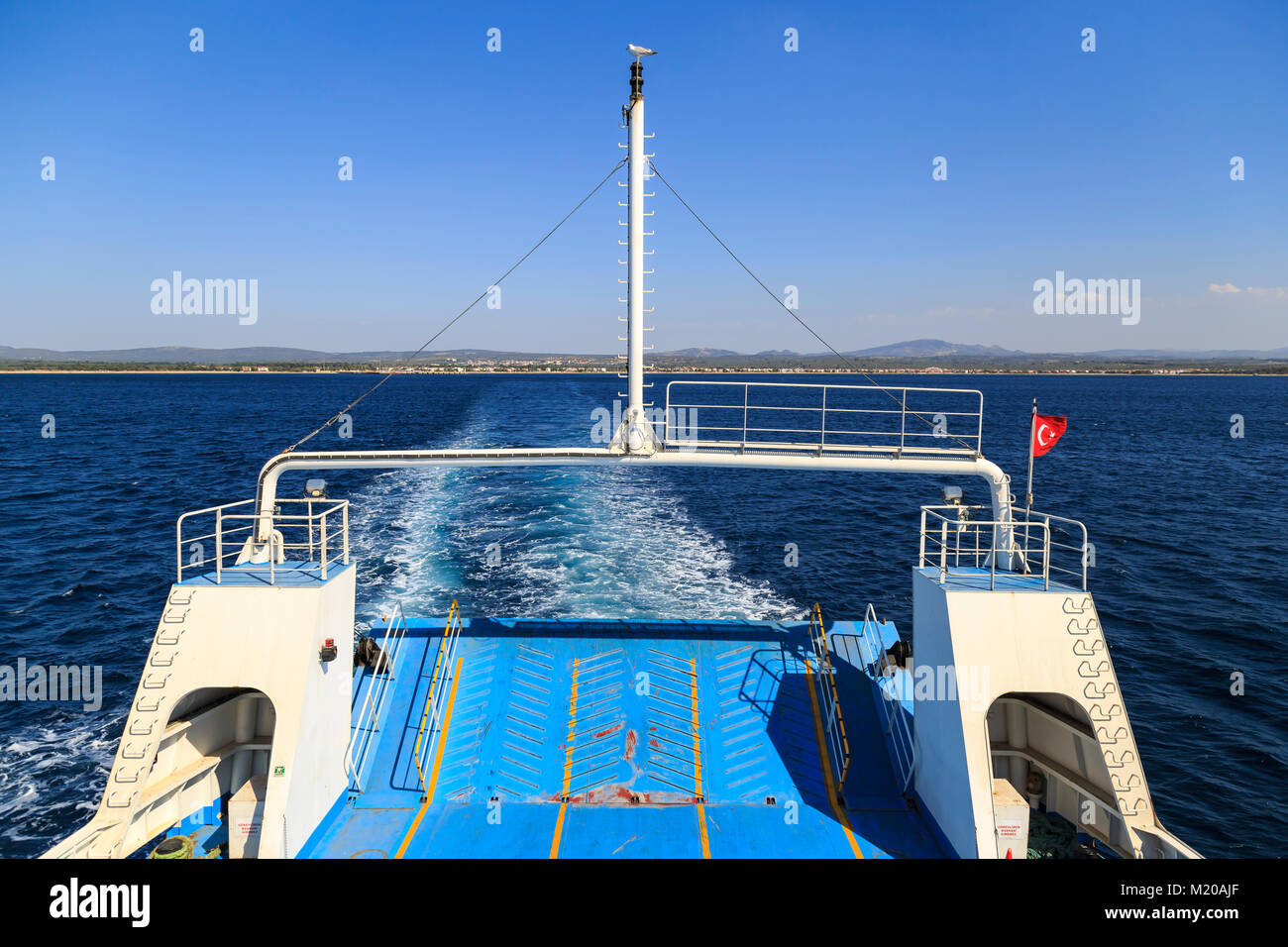 Bozcaada, Turkey: August 10, 2016: Car carrier city ferry on the sea ...
