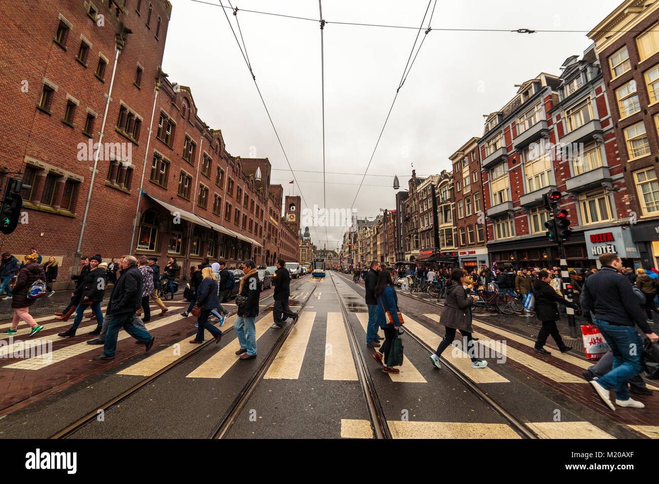 Amsterdam, March 18, 2017: Street and traffic view from Amsterdam ...