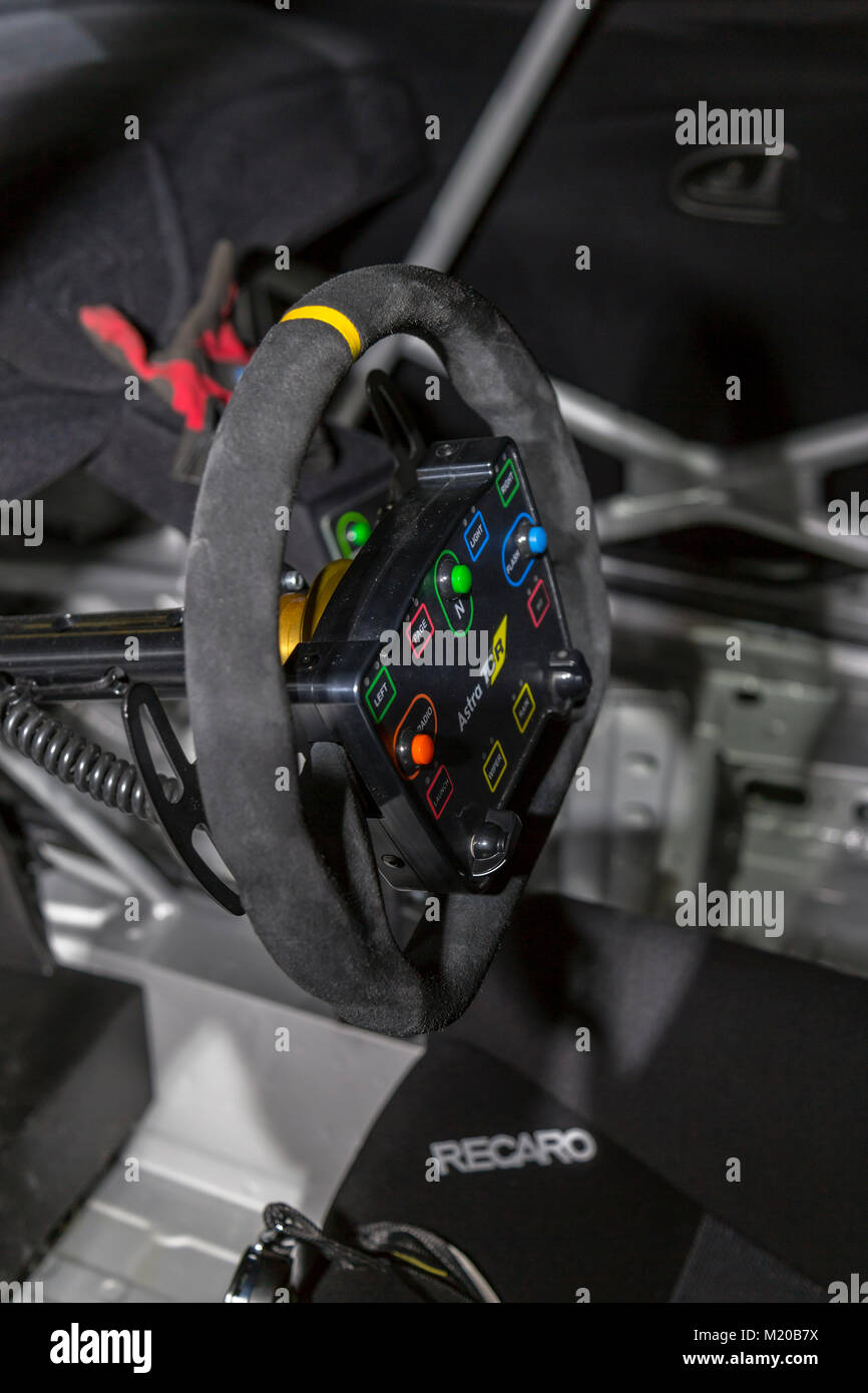 Istanbul, Turkey - April 21, 2017: Closeup detail view from Opel Astra ...