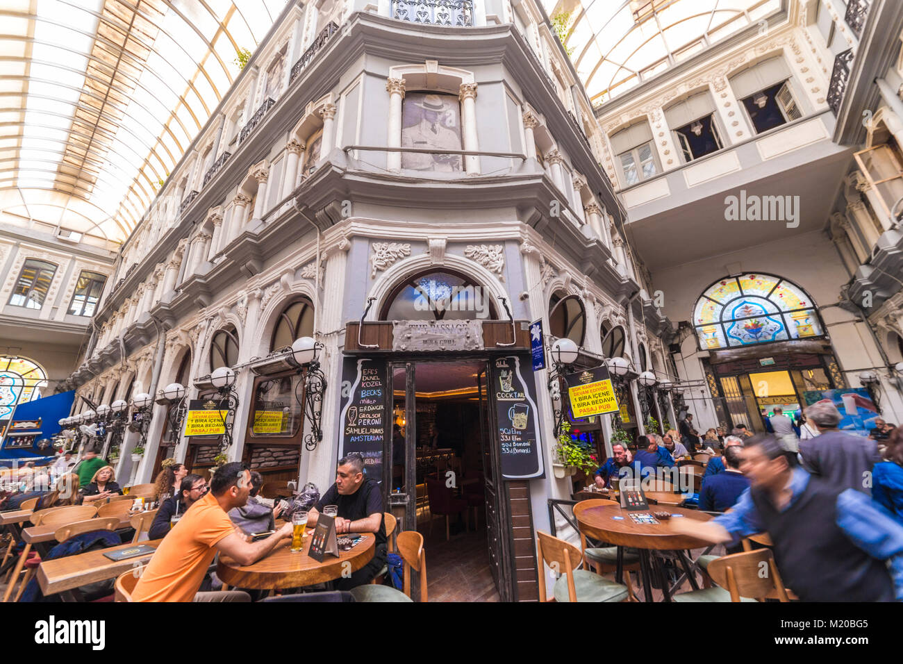 Istanbul, Turkey - May 19, 2017: Inside view from passage of Cicek ...