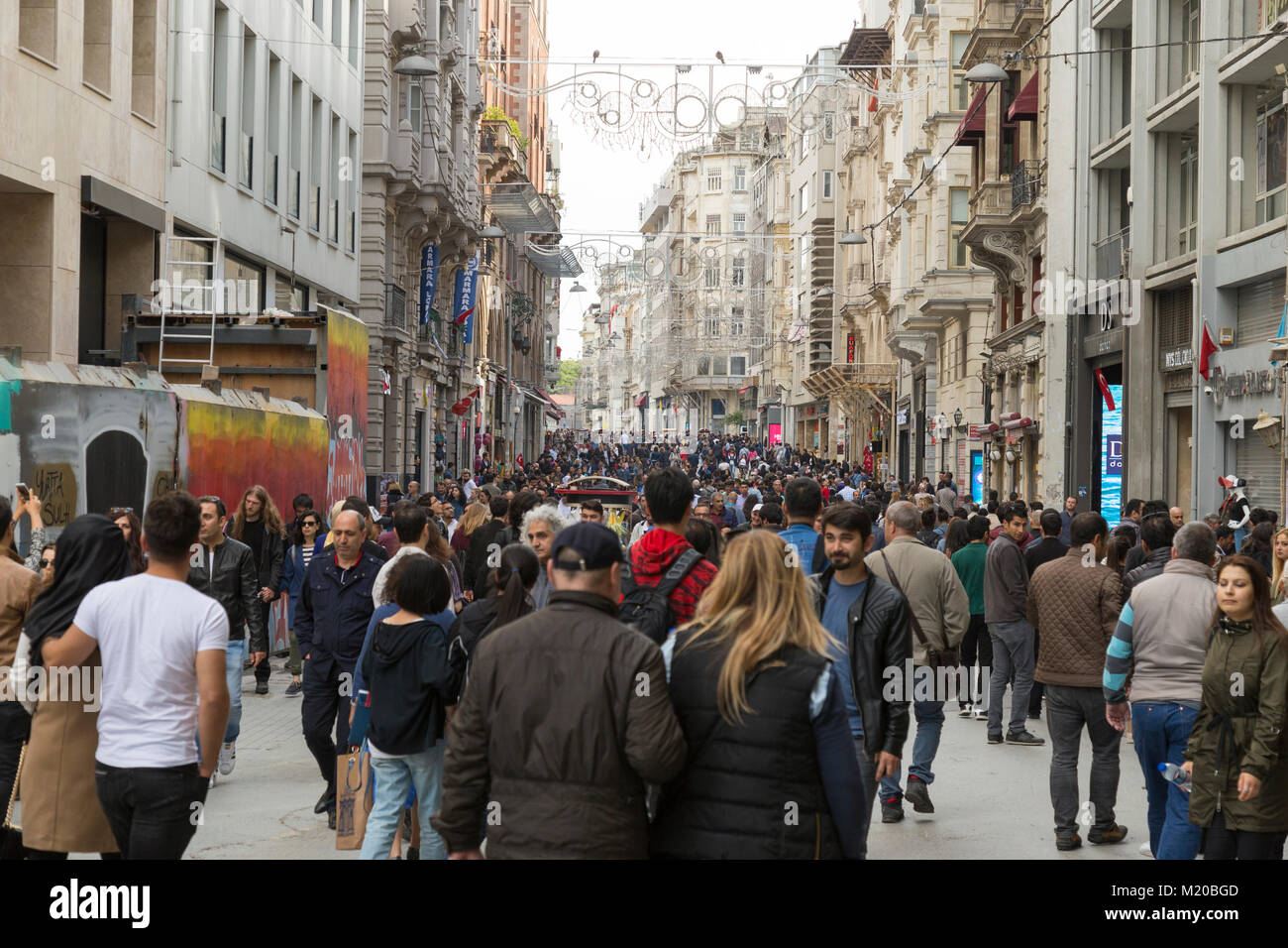 Istanbul, Turkey - May 19, 2017: General view from Istiklal Street ...