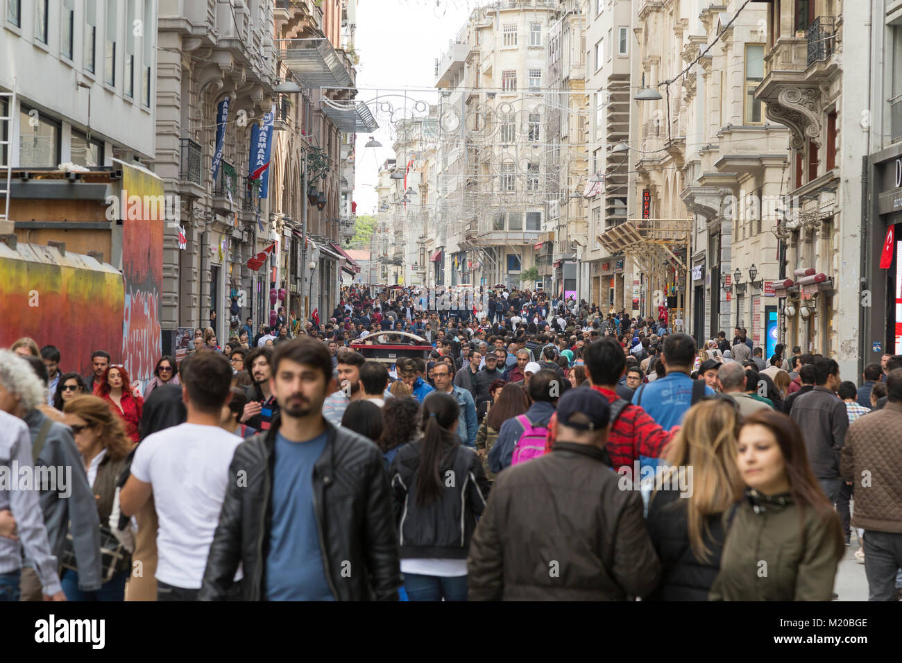 Istanbul, Turkey - May 19, 2017: General view from Istiklal Street ...