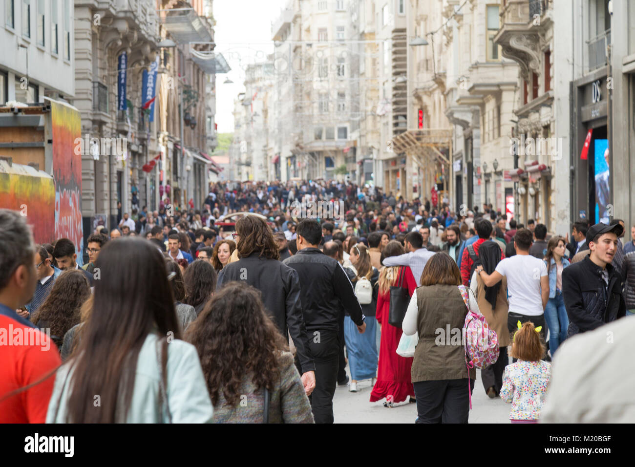 Istanbul, Turkey - May 19, 2017: General view from Istiklal Street ...