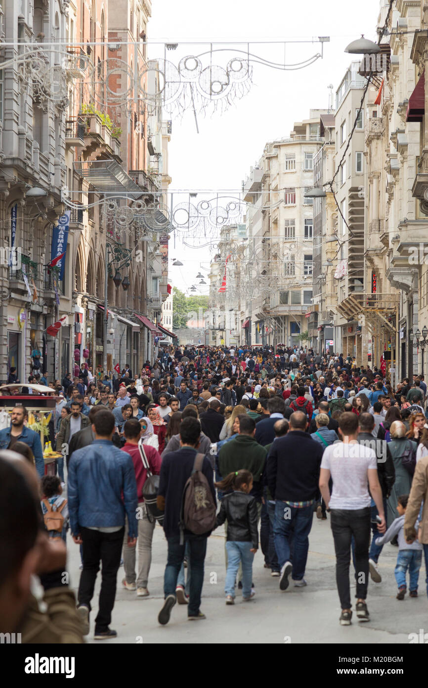Istanbul, Turkey - May 19, 2017: General view from Istiklal Street ...