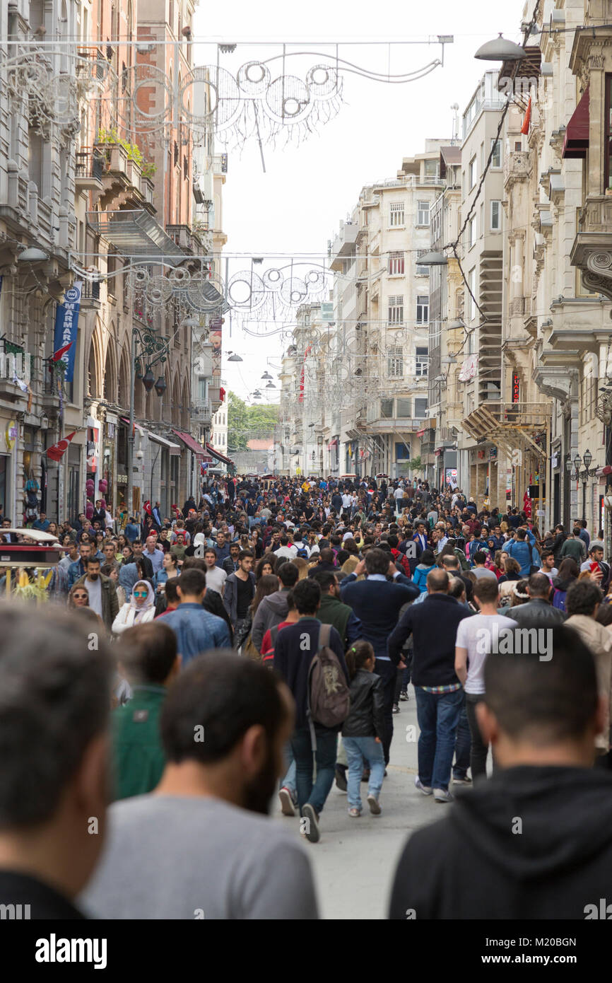 Istanbul, Turkey - May 19, 2017: General view from Istiklal Street ...