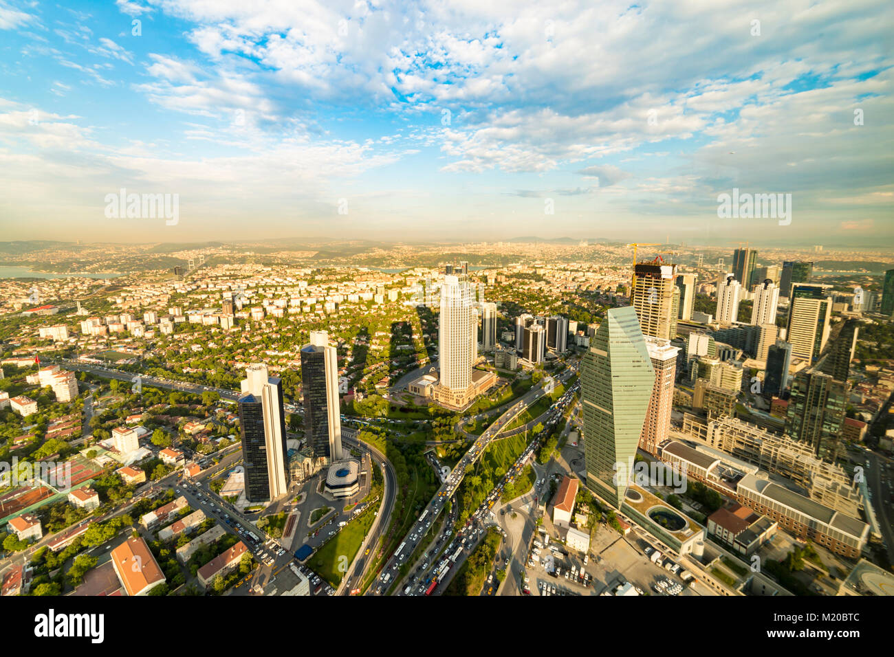 Istanbul view from air shows us amazing sunset scene Stock Photo - Alamy