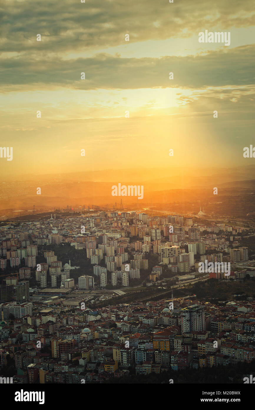 Istanbul view from air shows us amazing sunset scene Stock Photo - Alamy
