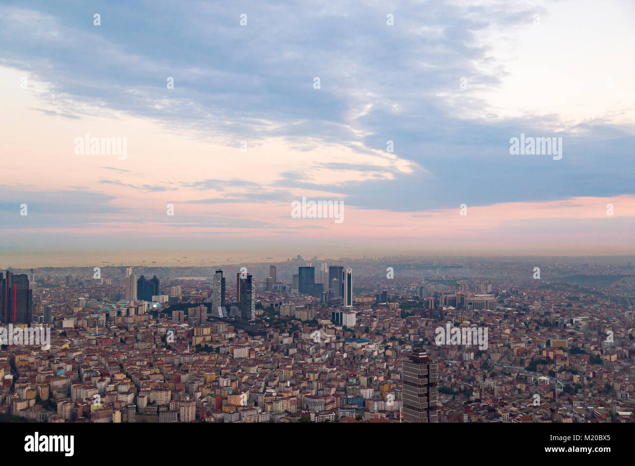 Istanbul view from air shows us amazing sunset scene Stock Photo - Alamy