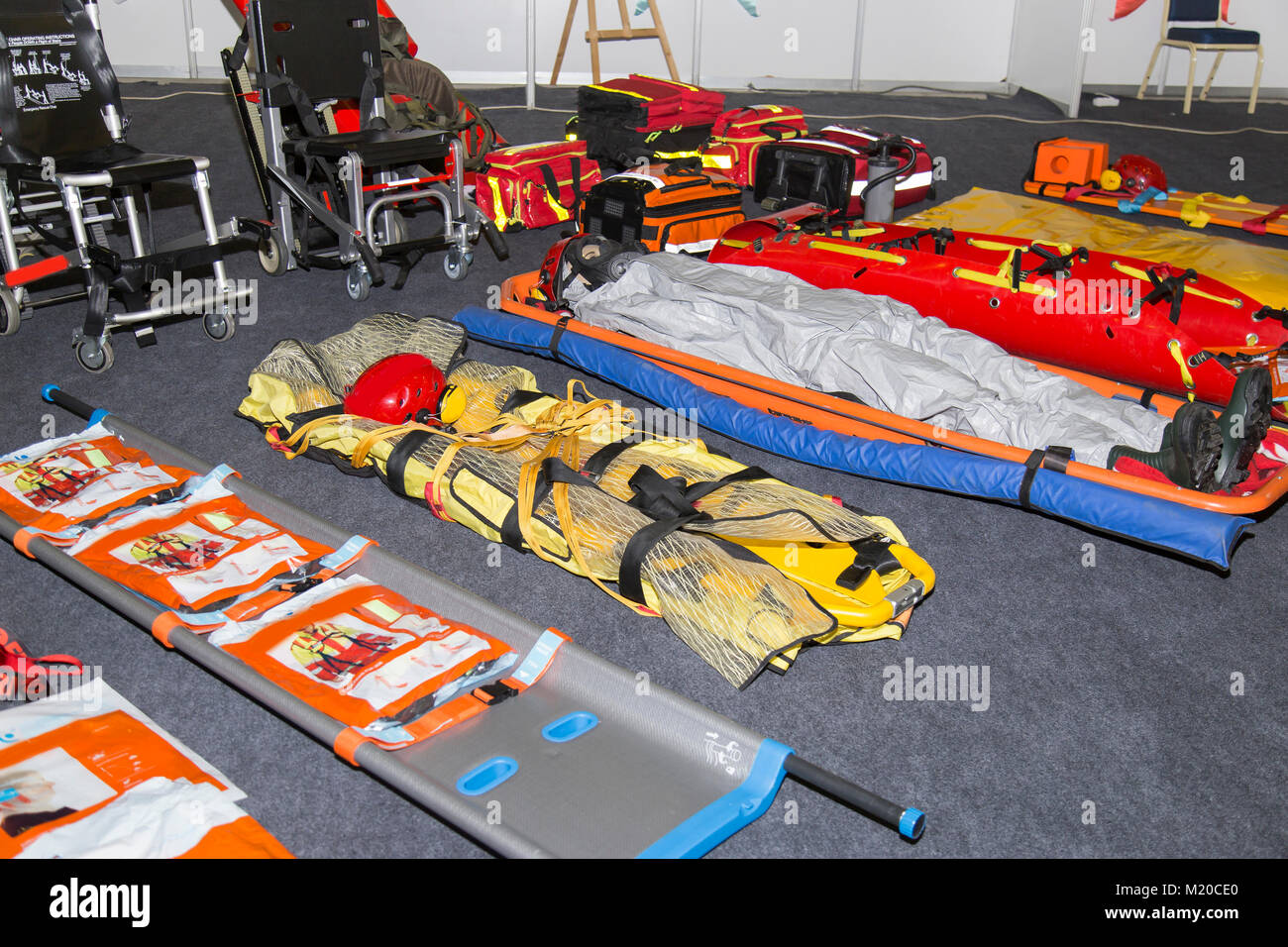 Save and rescue stretcher for demo Stock Photo - Alamy