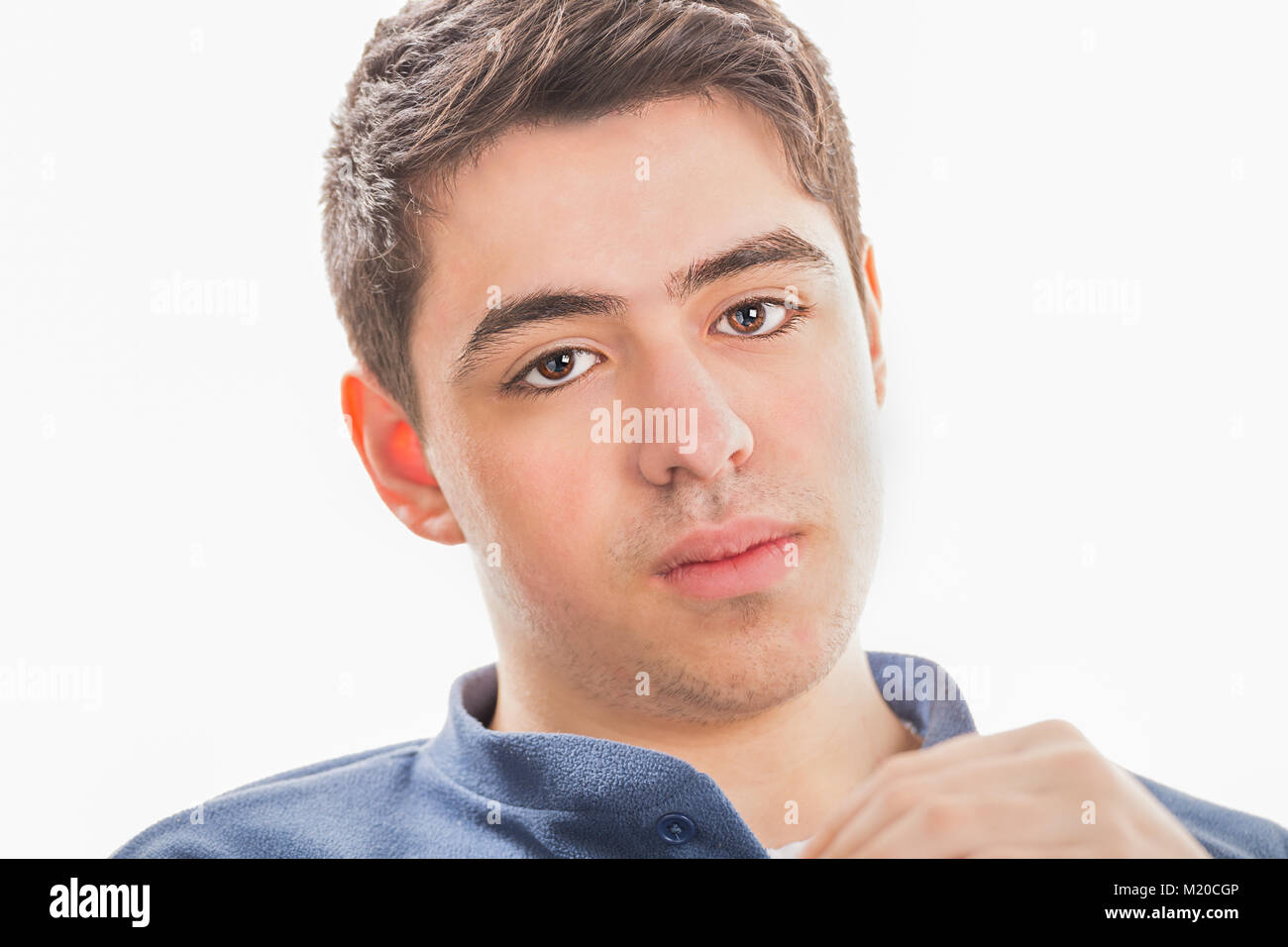 closeup of seraphic teenage boy isolated on white background Stock ...