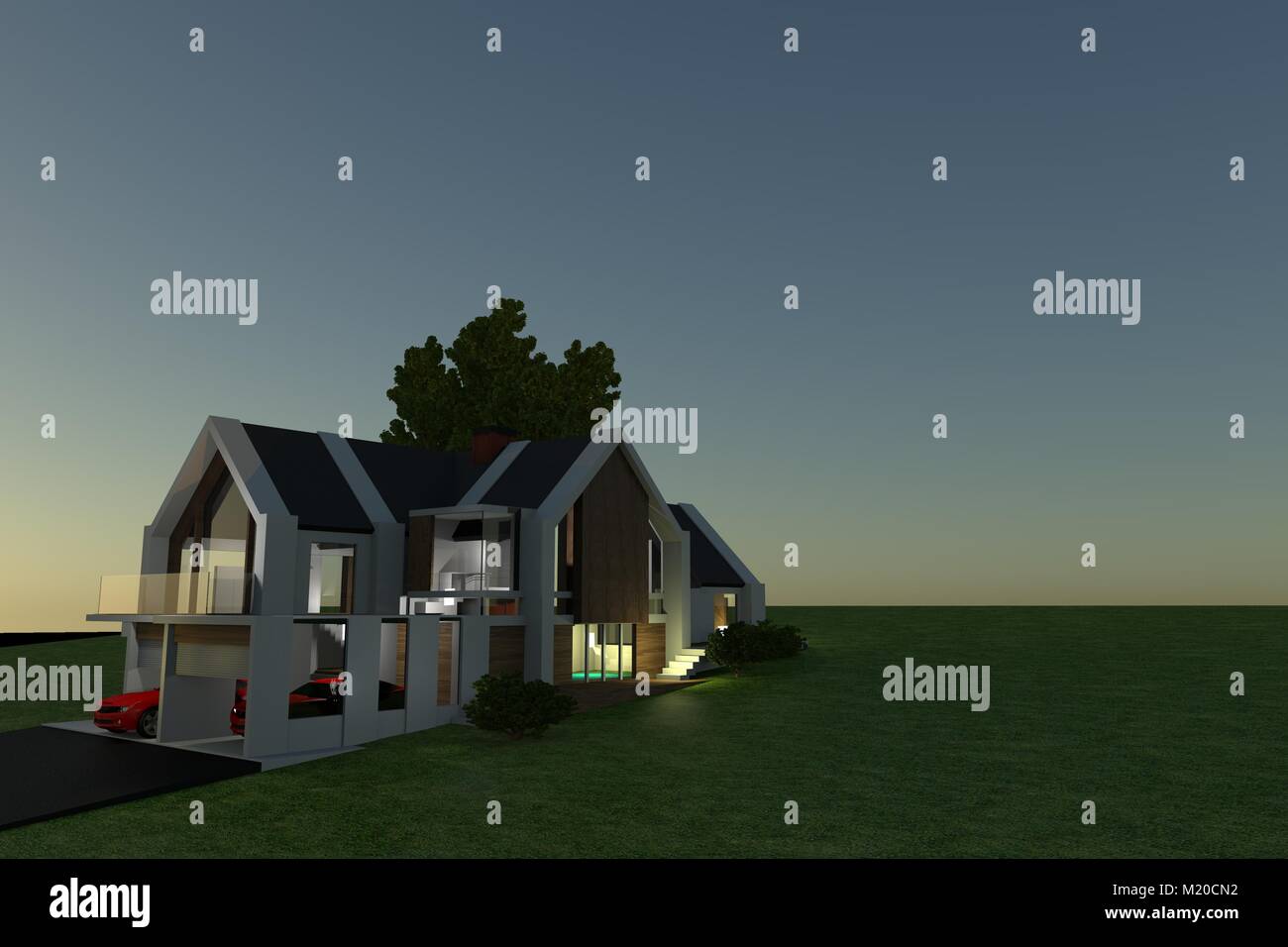 Single Family House 3D Visualization Project. Residential Construction ...