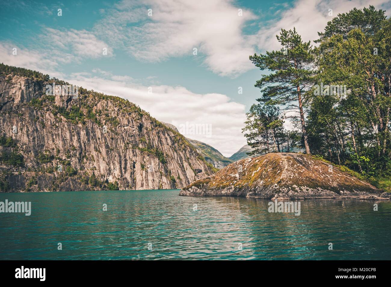 Scenic Norwegian Fjord Rocks Formation Landscape with Island. Norway ...