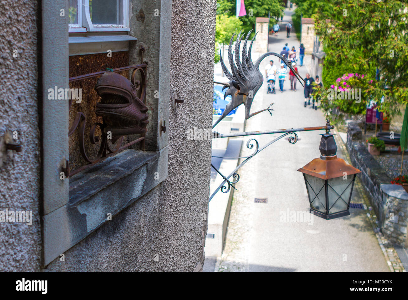 HR Giger Statues and decorations in front of Giger museum in Medieval ...
