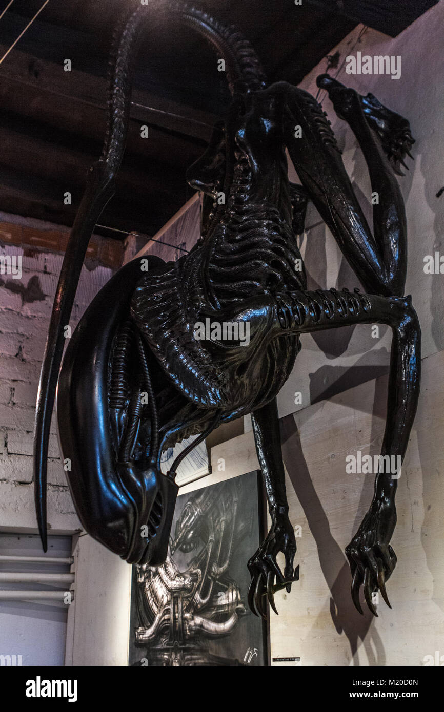 Famous movie SF monster Alien in lobby of HR Giger museum in Medieval ...