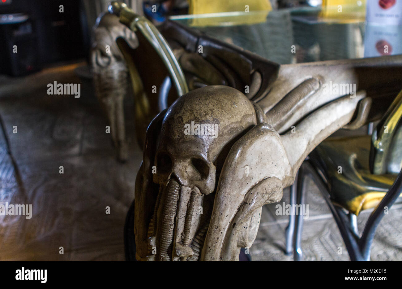 View of the interior of the HR Giger Bar in the small Castle Village of ...