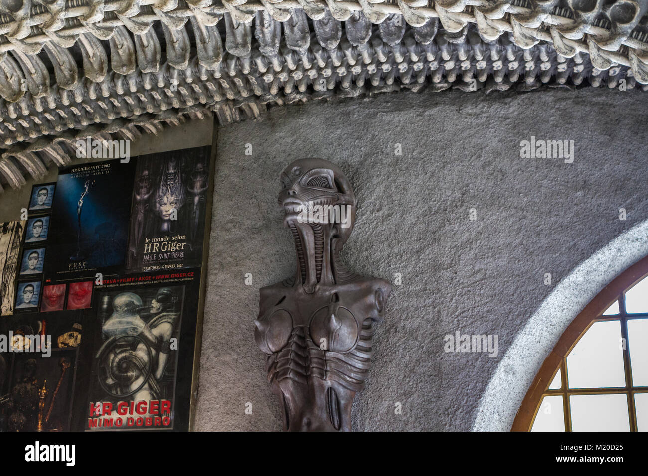 View of the interior of the HR Giger Bar in the small Castle Village of ...
