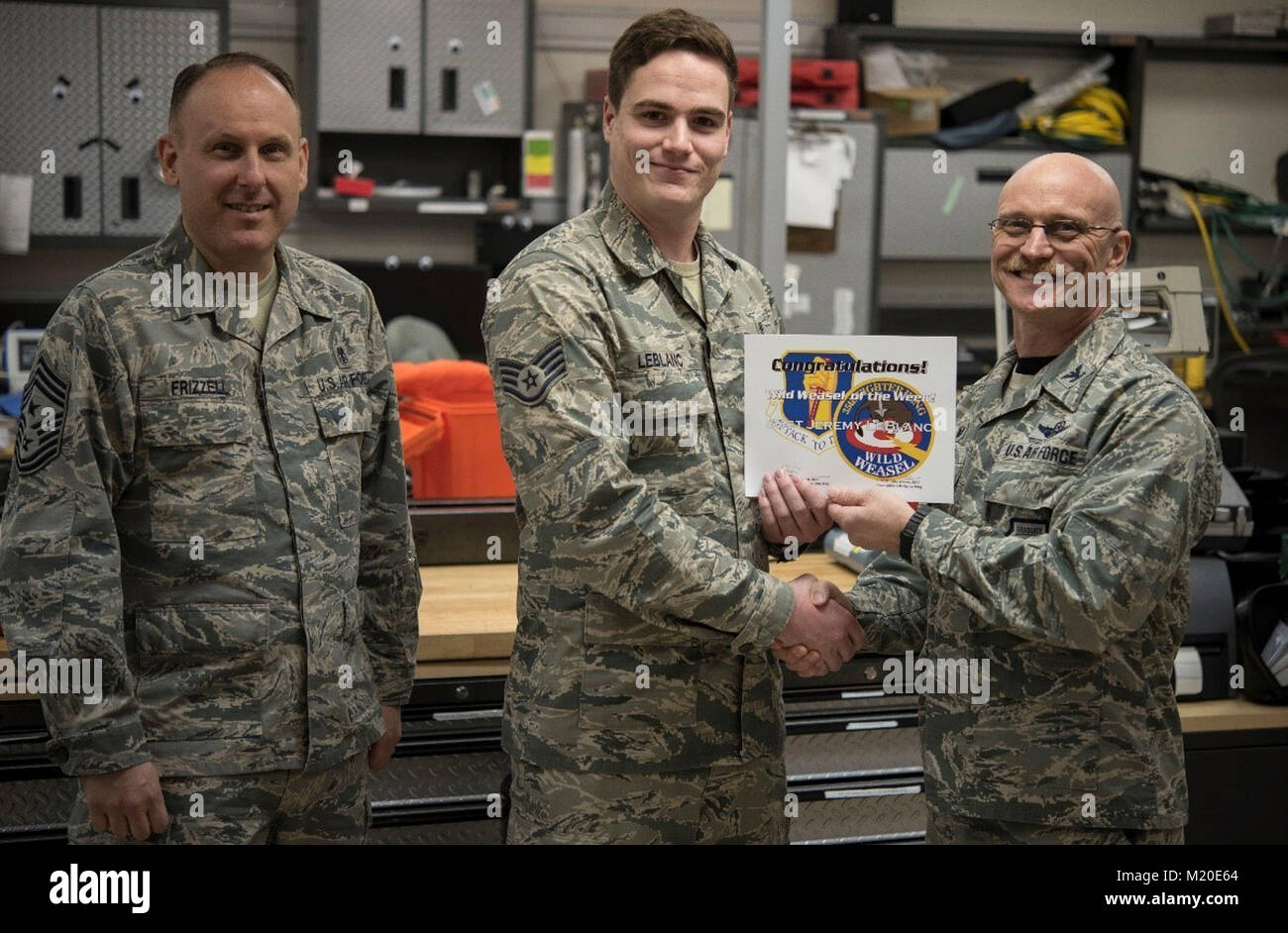 U.S. Air Force Chief Master Sgt. Chuck Frizzel, left, the 35th Fighter ...