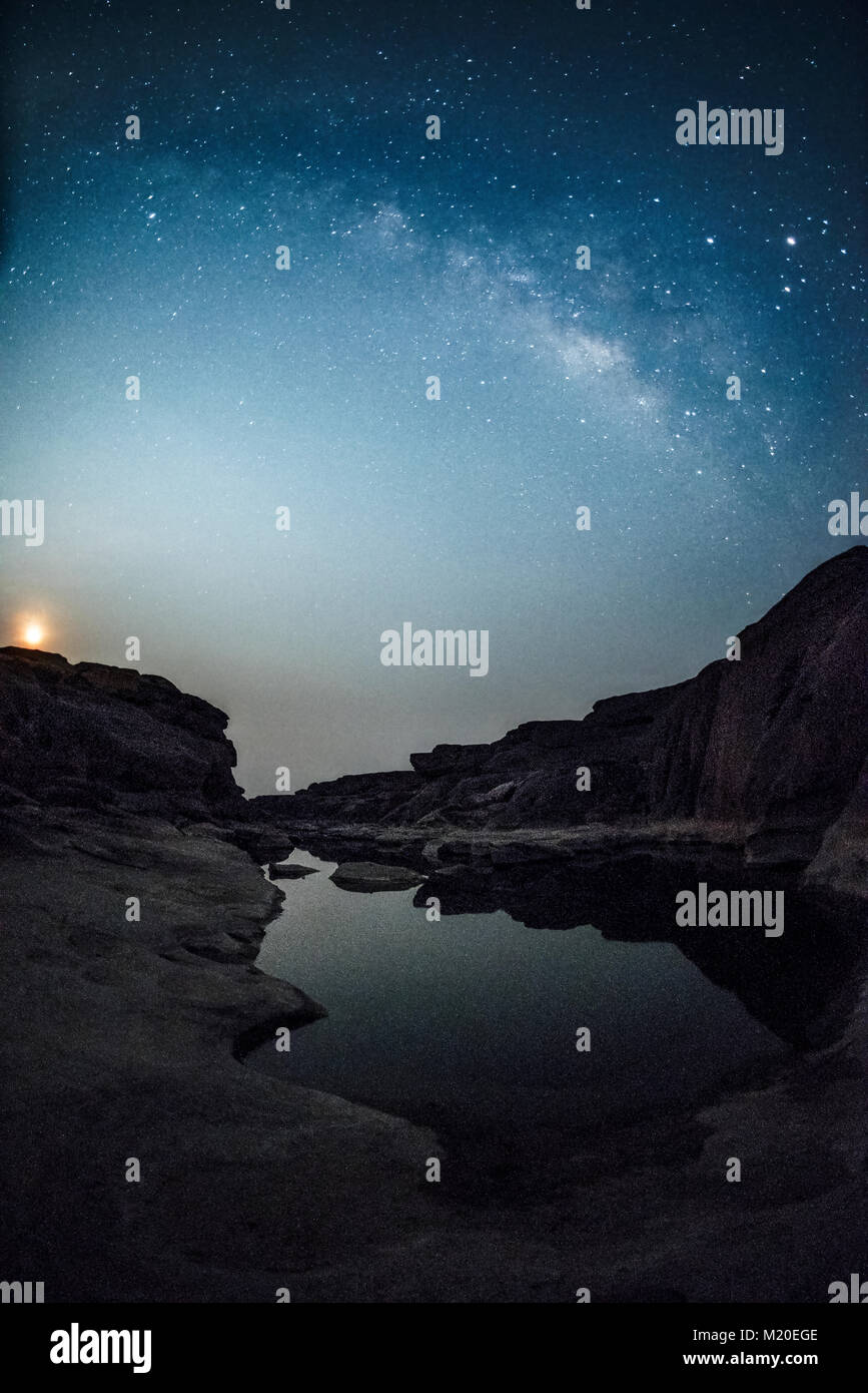 Milkyway and stars over Grand Canyon of Thailand also called as 3000 ...