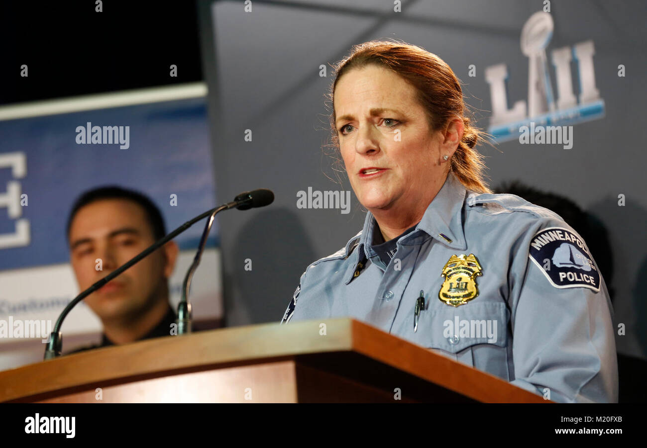Lt. Kim Lund of the Minneapolis Police Department speaks during a press ...