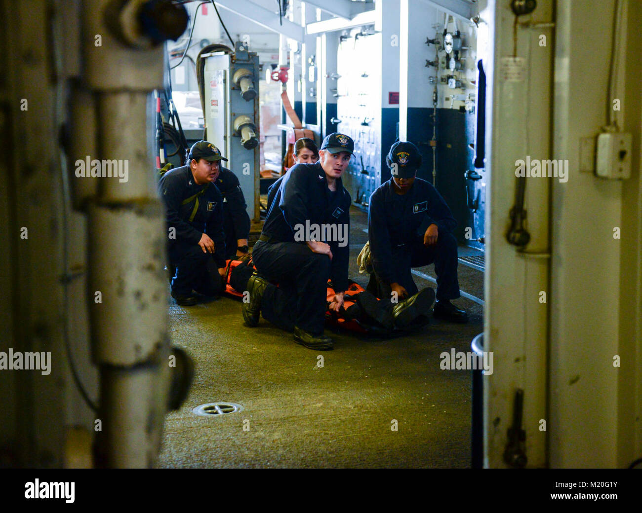 DIEGO (Feb. 1, 2018) Sailors aboard amphibious assault ship USS Boxer ...
