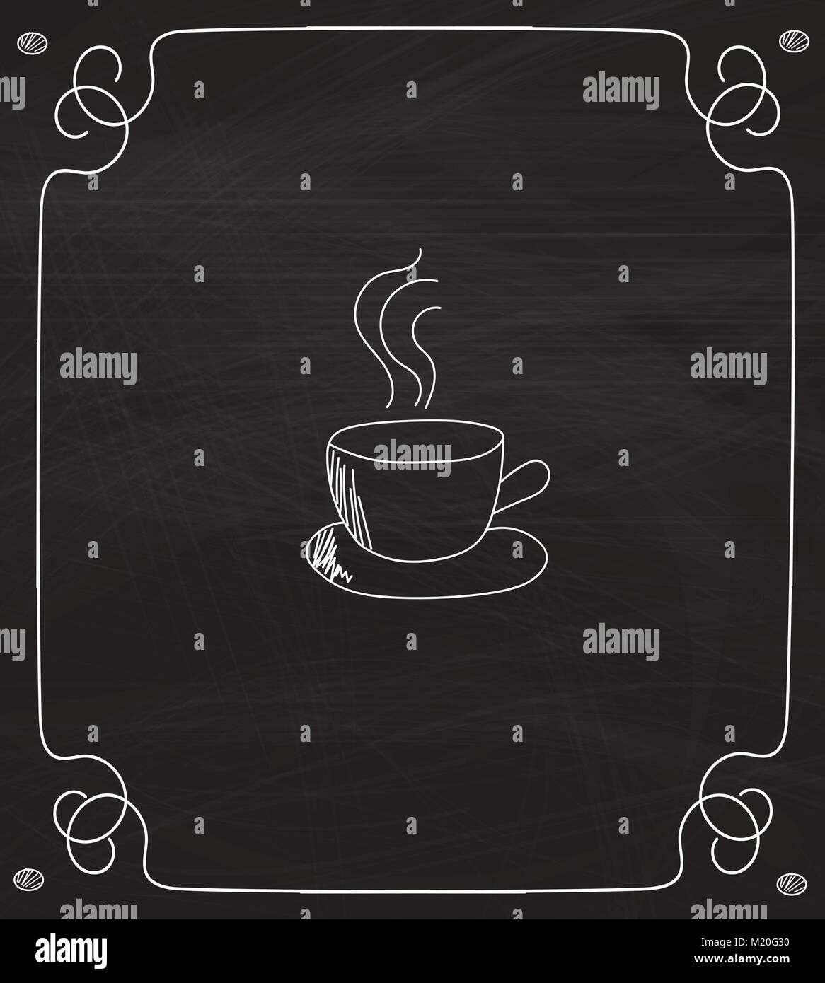 Hand drawn coffee cup on the blackboard, vector Stock Vector Image ...