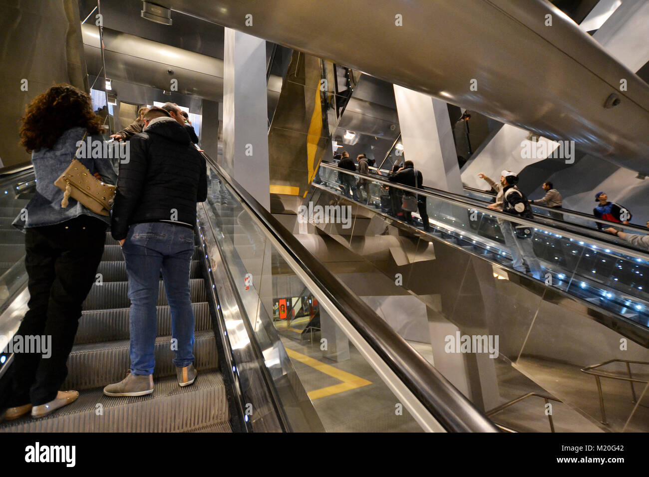 Escalator in shopping center Stock Photo - Alamy